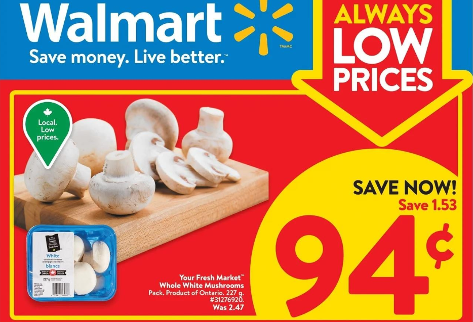 Walmart Canada: White Whole Mushrooms 227g 69 Cents After Sale & Cash ...